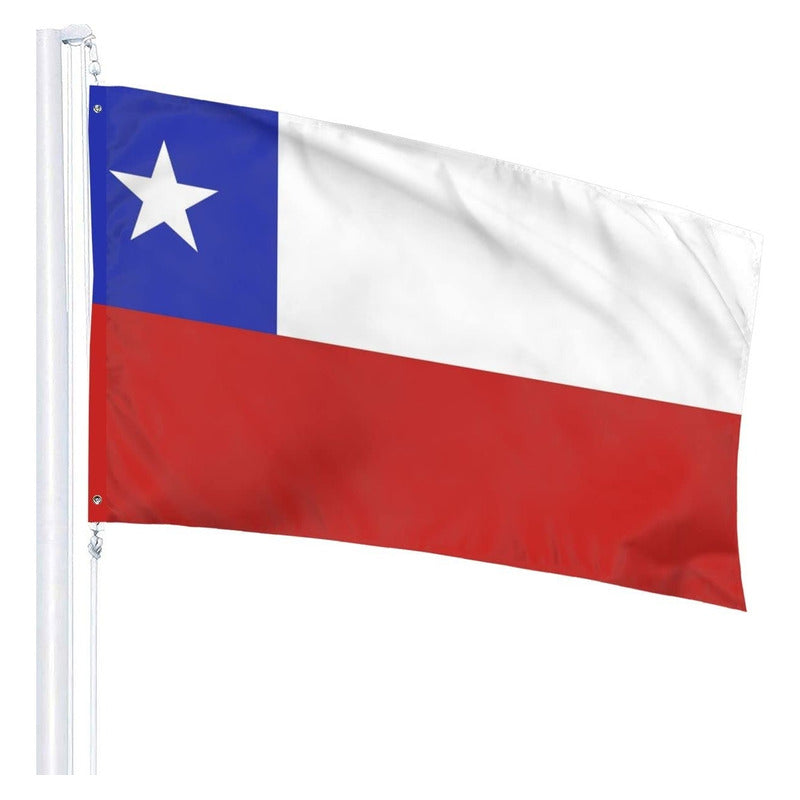 Bandera Chilena De Estrella Bordada 90x135cm Banderas Chile Chile ...